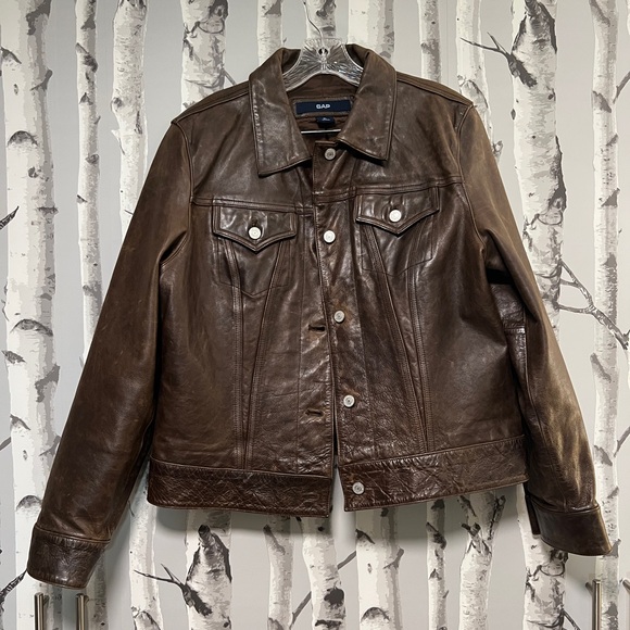 GAP | Jackets & Coats | Gap Vintage Brown Leather Jacket | Poshmark